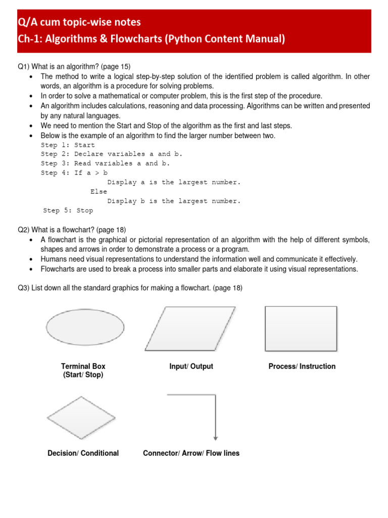 IX Ch-1 Algorithms and Flowcharts (Python Manual) | PDF
