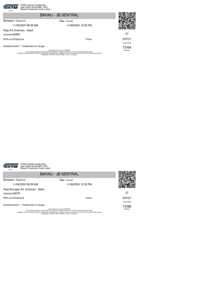KTM Receipt 1718023169593 | PDF | Rail Infrastructure | Transport