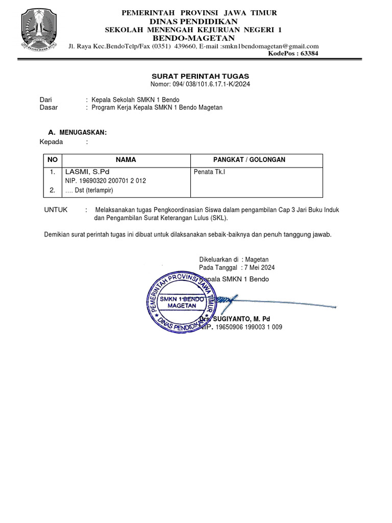 SPT Penerimaan SKL Siswa Kelas XII | PDF