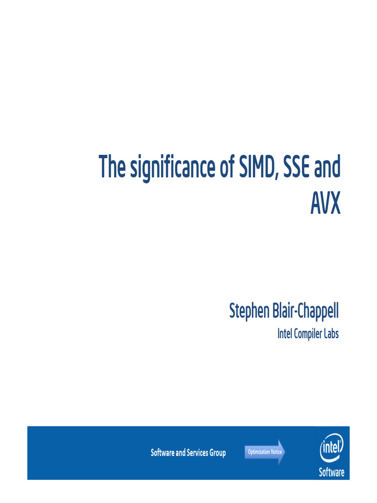 The Significance of SIMD, SSE and AVX - Intel - Slides (3a - SIMD) | PDF | Computer Architecture ...