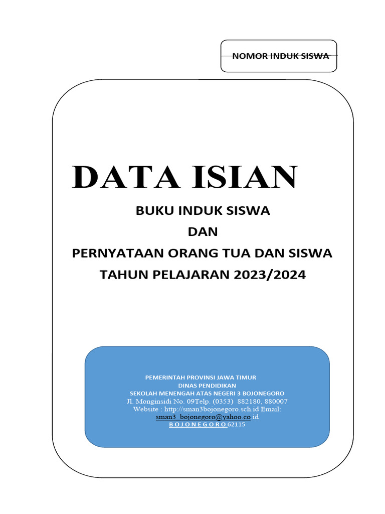 Data Isian Buku Induk Siswa | PDF