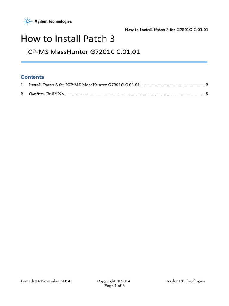 Install Patch 3 for G7201C C.01.01 | PDF