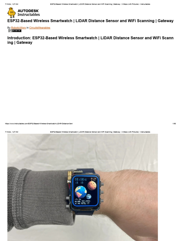 ESP32-Based Wireless Smartwatch - LiDAR Distance Sensor and WiFi Scanning - Gateway - 3 Steps ...