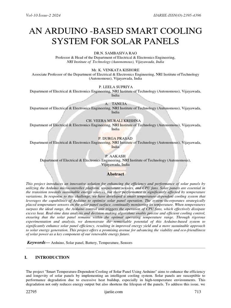 An Arduino Based Smart Cooling System For Solar Panels Ijariie22795 ...