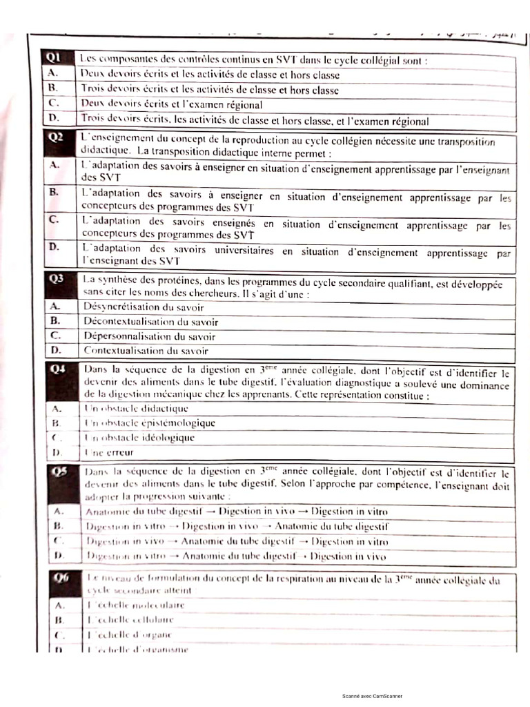 Épreuve Didactique Spécialité SVT | PDF