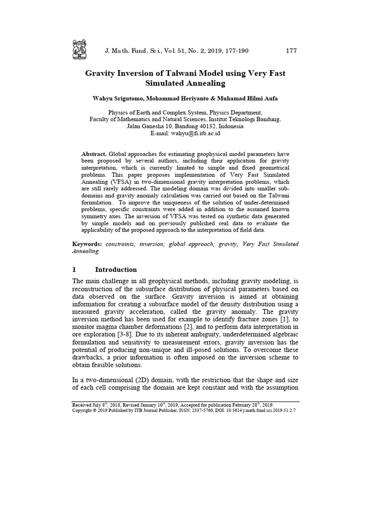 Gravity Inversion of Talwani Model Using | PDF | Inverse Problem | Mathematical Optimization