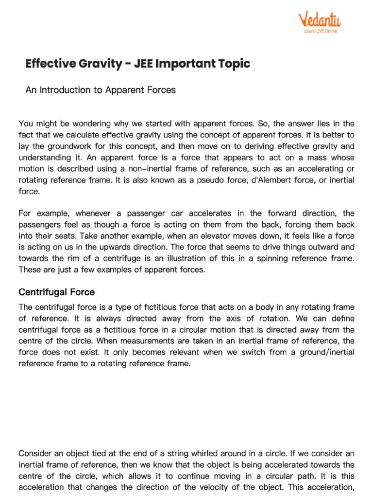 Effective Gravity - JEE Important Topic | PDF