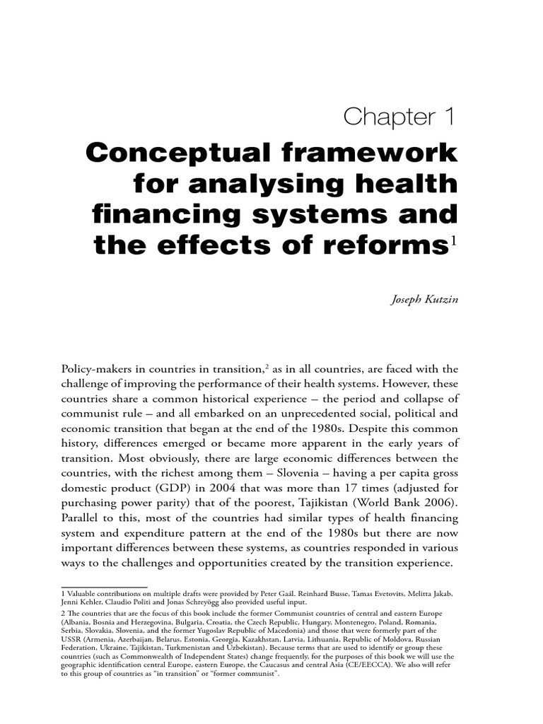 Chapter 1 - Conceptual Framework For Analysing Health Financing Systems | PDF | Health System ...