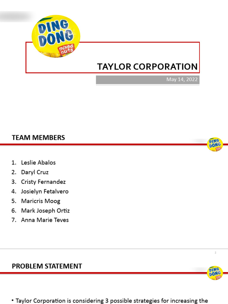 Team DingDong Case 1 Taylor Corporation | PDF | Net Present Value ...