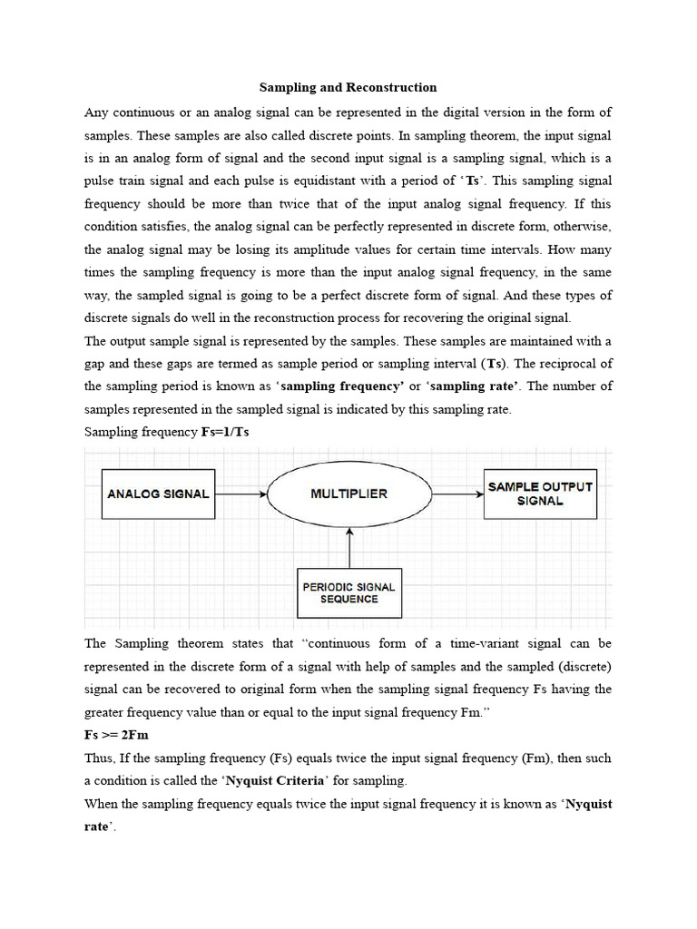 Sampling and Reconstruction | PDF | Sampling (Signal Processing ...