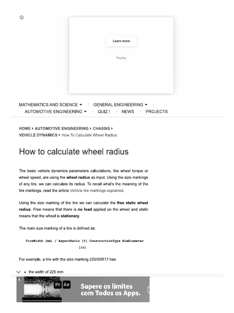 How To Calculate Wheel Radius | PDF