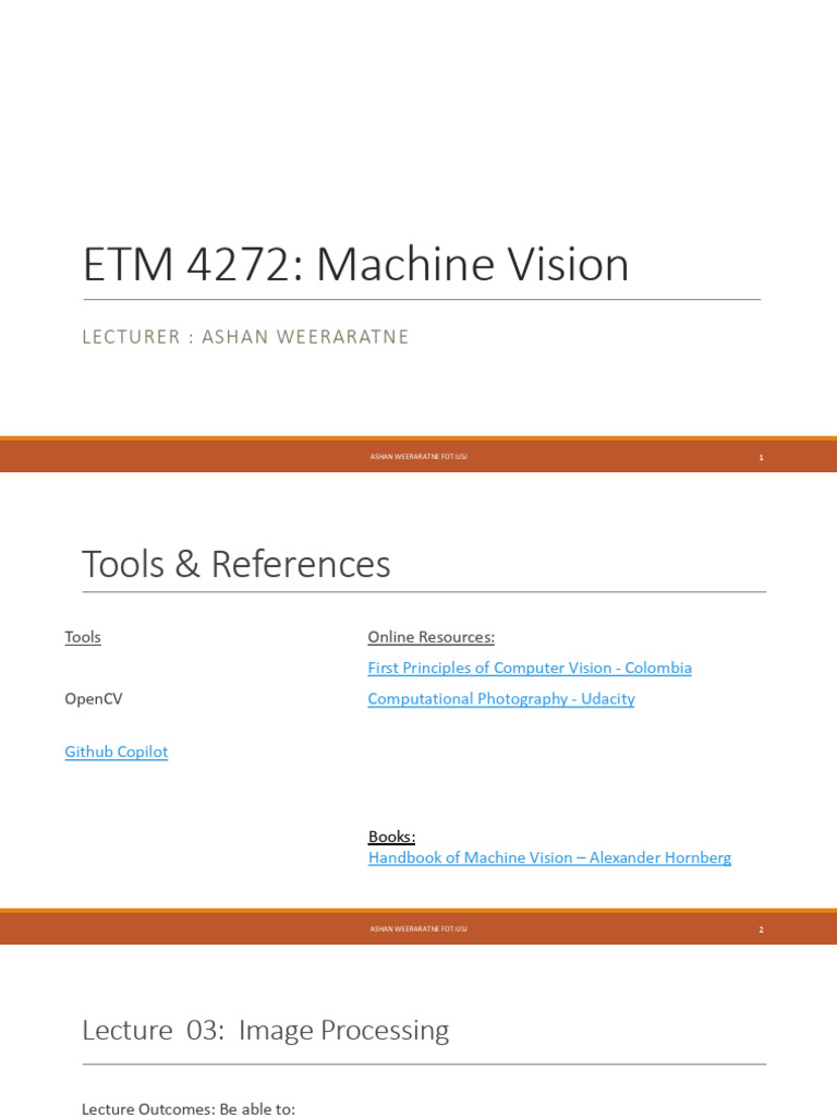 ETM4272 Lecture03 ImageProcessing | PDF | Image Processing | Applied ...