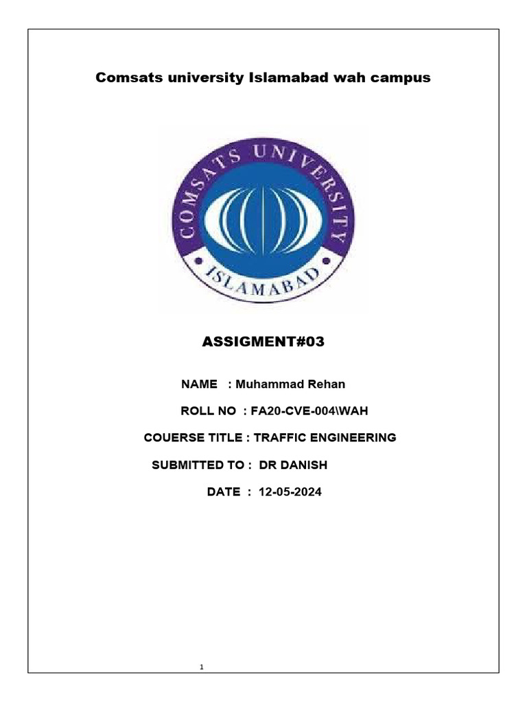 Comsats University Islamabad Wah Campus | PDF | Road | Traffic