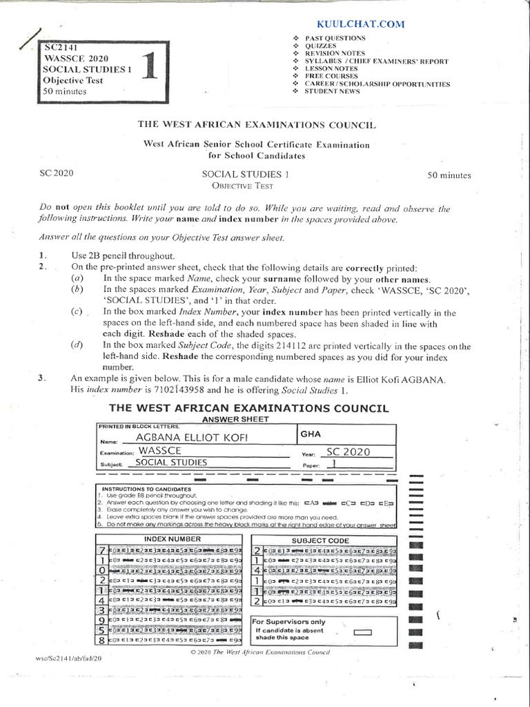 Wassce 2020 Social Studies | PDF