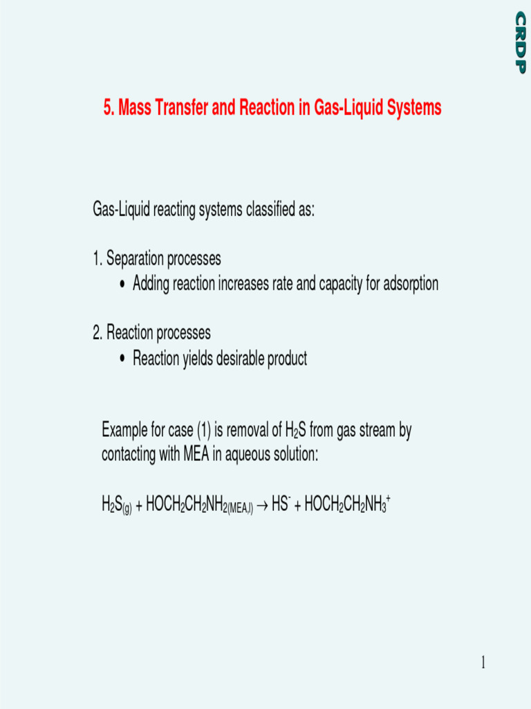 Gas Liquid Reactions | PDF | Chemical Reactor | Chemical Reactions