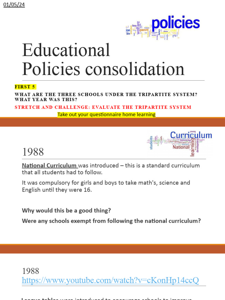 Educational Policies Consolidation: First 5 What Are The Three Schools ...