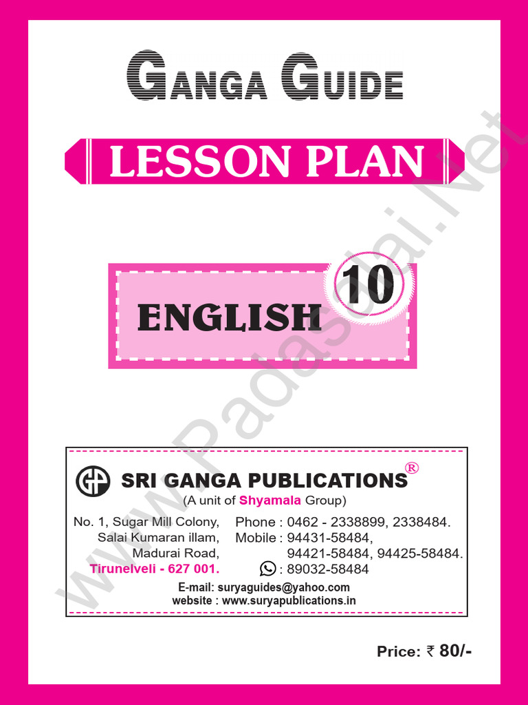 10th English Ganga Guide Lesson Plan PDF Download | PDF | Reading Comprehension | English Language
