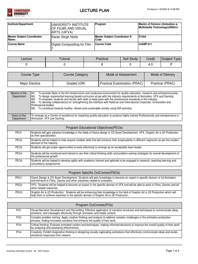 LecturePlan AN301 23ANP-611 | PDF | Critical Thinking | Thought