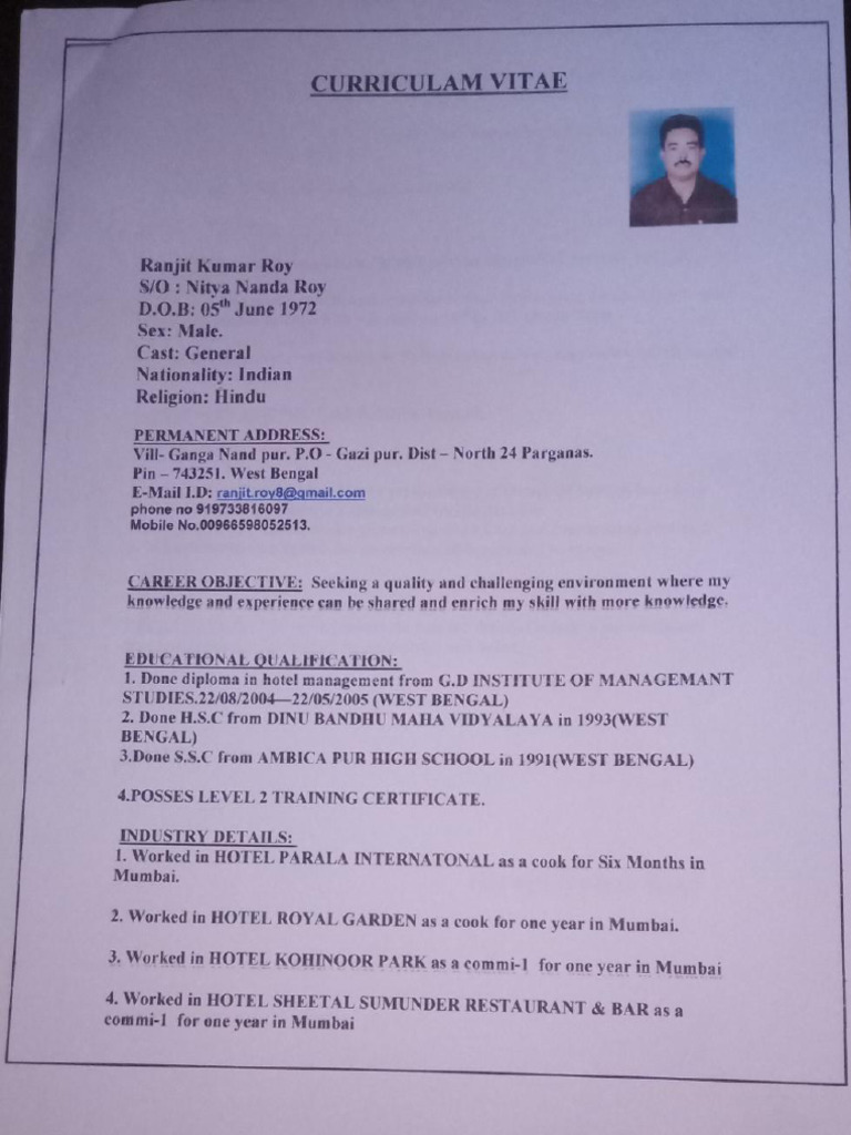 Ranjit Roy Resume | PDF