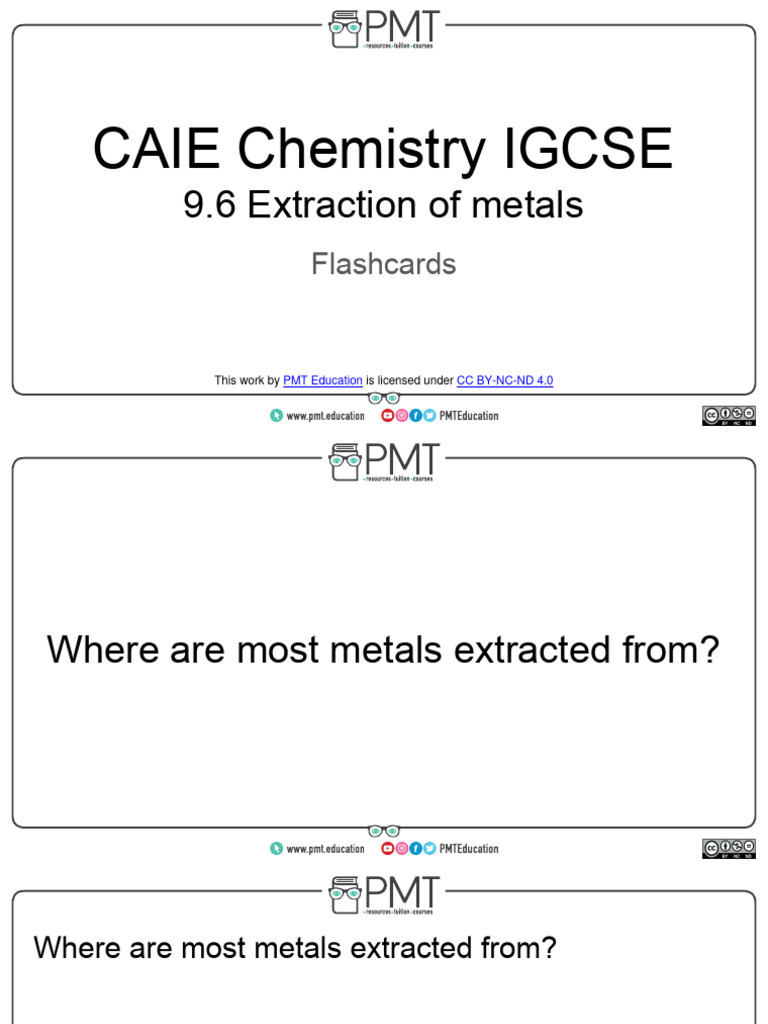 9.6 Extraction of metals flash card | PDF | Oxide | Iron