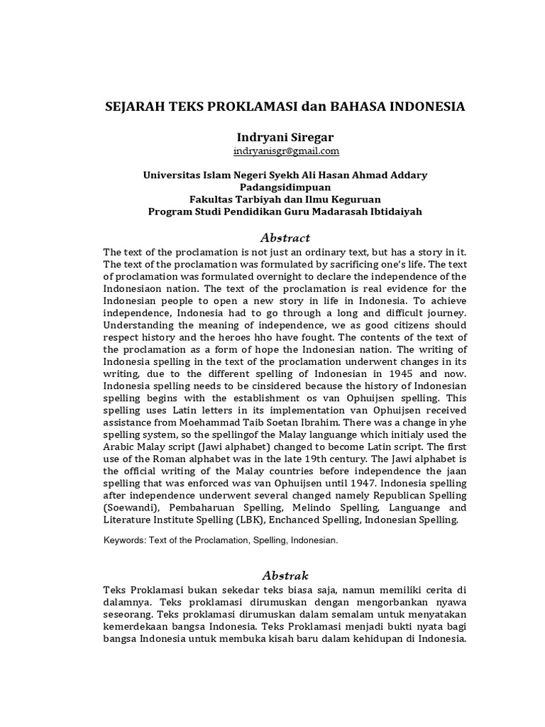 Tokoh Penulis Teks Proklamasi Indonesia | PDF