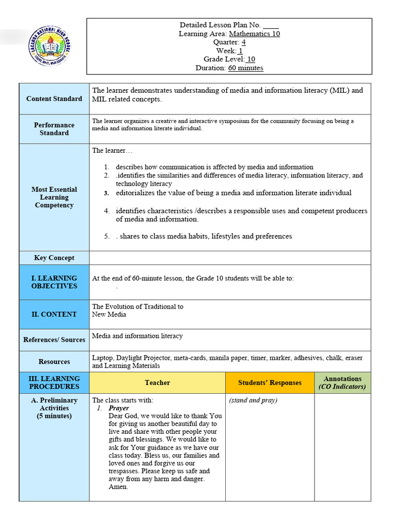 Lesson Exemplar Math 10 Cot 4 Final | PDF | Learning | Quartile