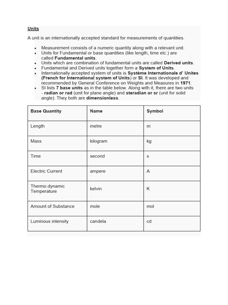 Physics Chapter 1 Pdf Observational Error International System Of Units