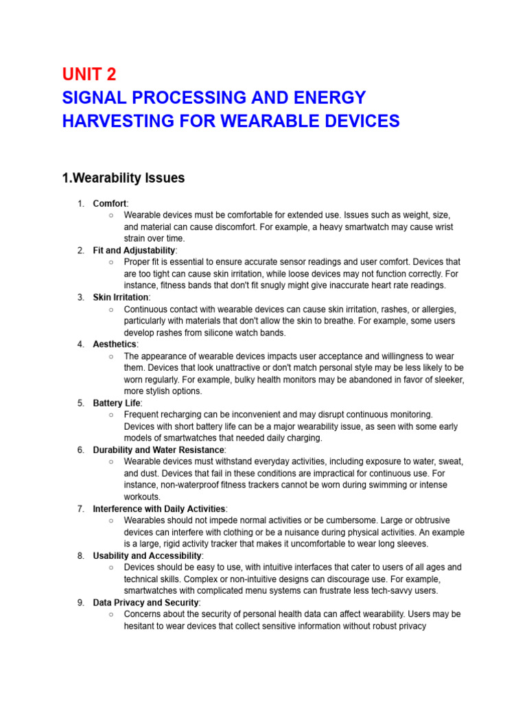 WD Unit 2 | PDF | Energy Harvesting | Wearable Technology