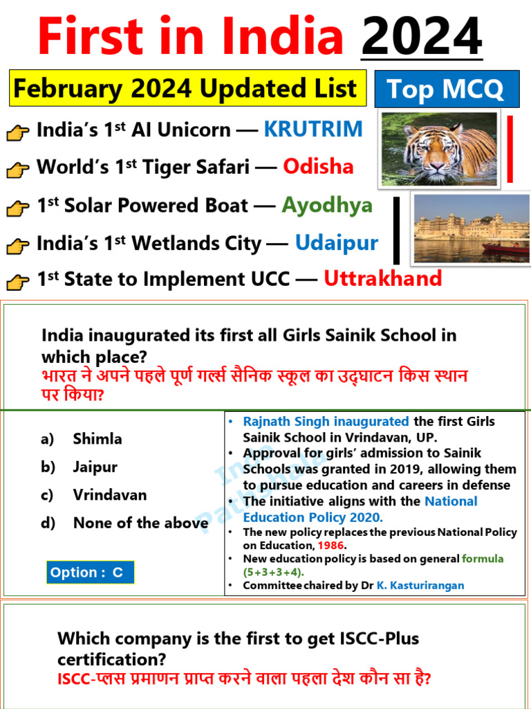 First in India 2024 | PDF