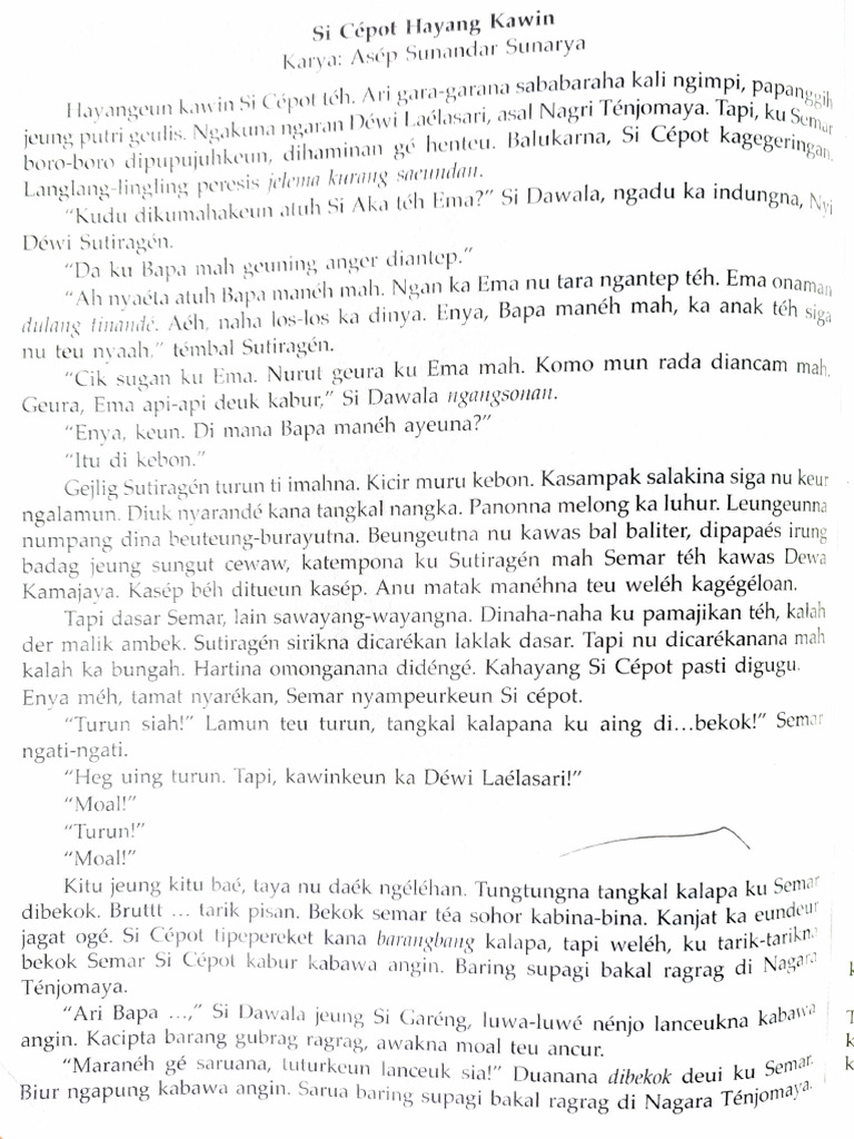 Cerita Si Cepot Bahasa Sunda | PDF