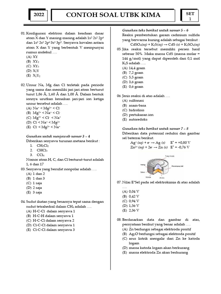 Soal Utbk Kimia 2022 Set 1 | PDF