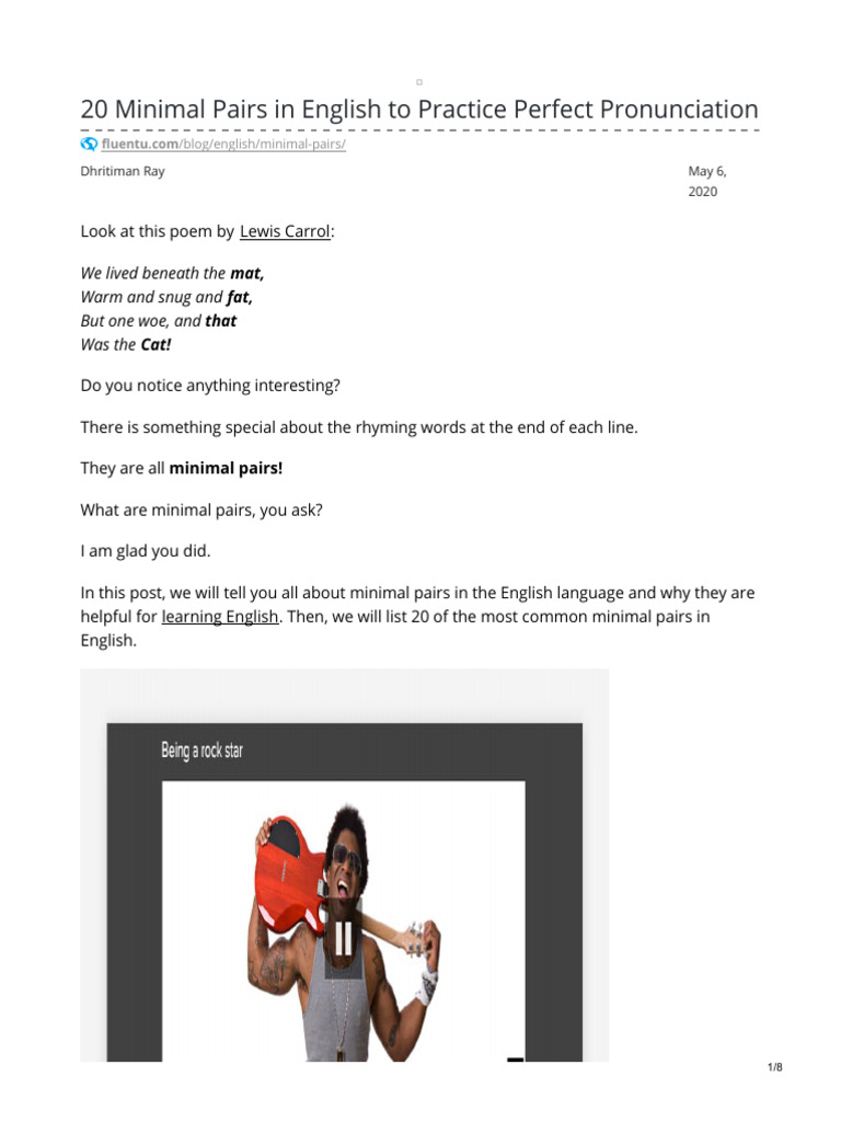 20 Minimal Pairs in English To Practice Perfect Pronunciation | PDF ...