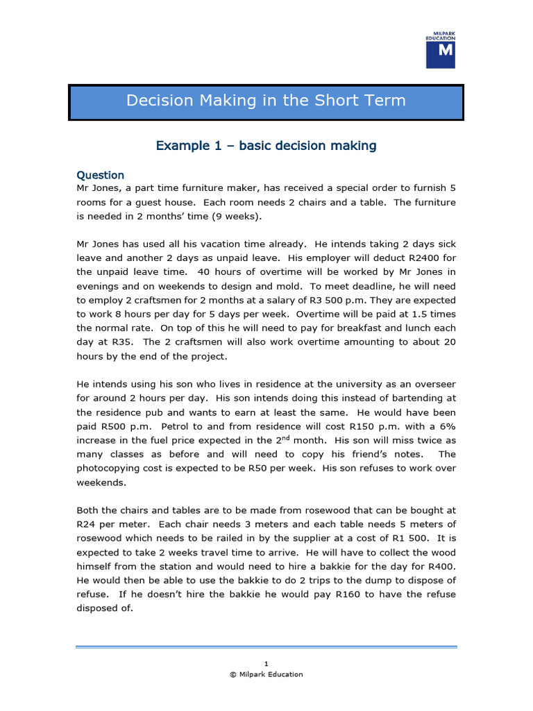 MACF01-OS Decision-Making in The Short Term - Basic Decision Making ...