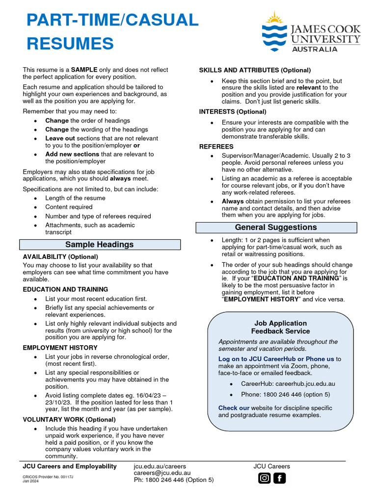 Part Time Casual Resume | PDF | Résumé