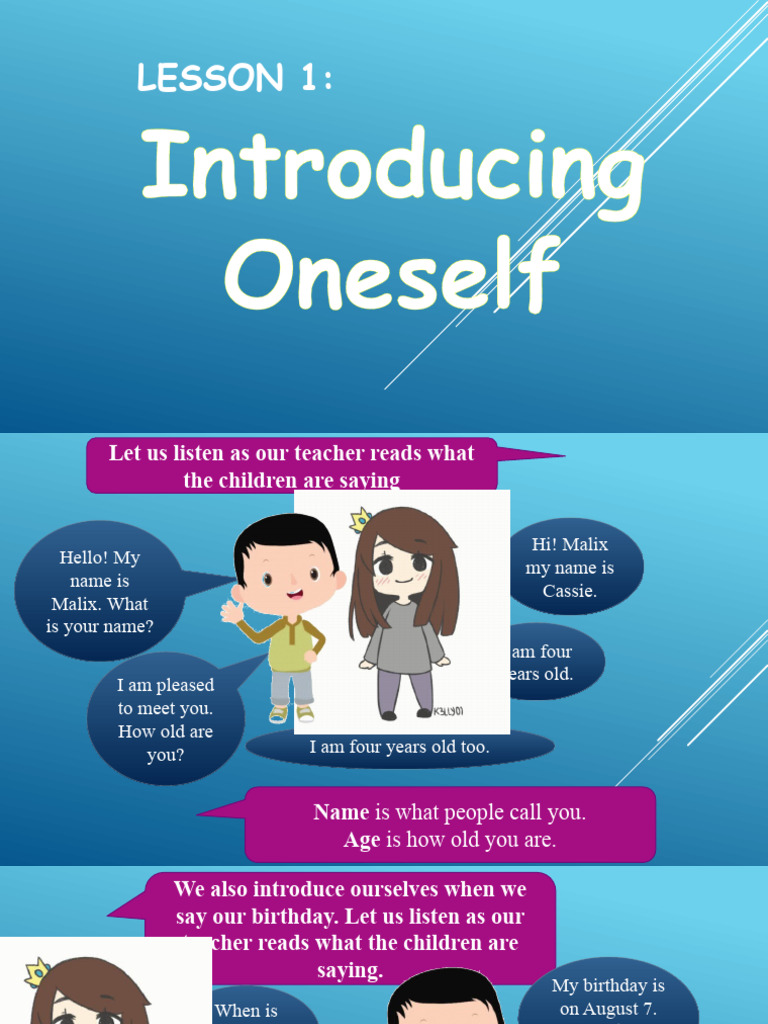 Lesson 1 Introducing Oneself | PDF