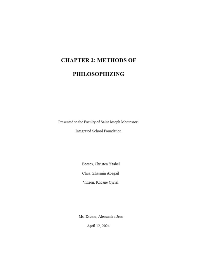 Chapter 2 Methods of Philosophizing | PDF | Argument | Phenomenology (Philosophy)