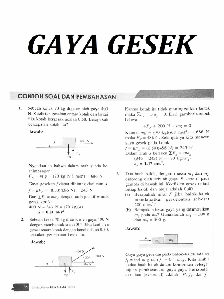 [SP] Dinamika Gaya Gesek - Contoh Soal | PDF