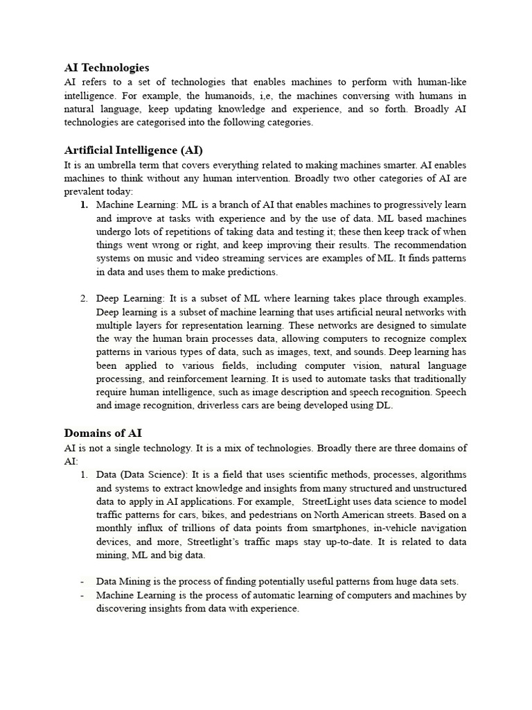 Session-2 AI Domains and Technologies | PDF | Machine Learning ...