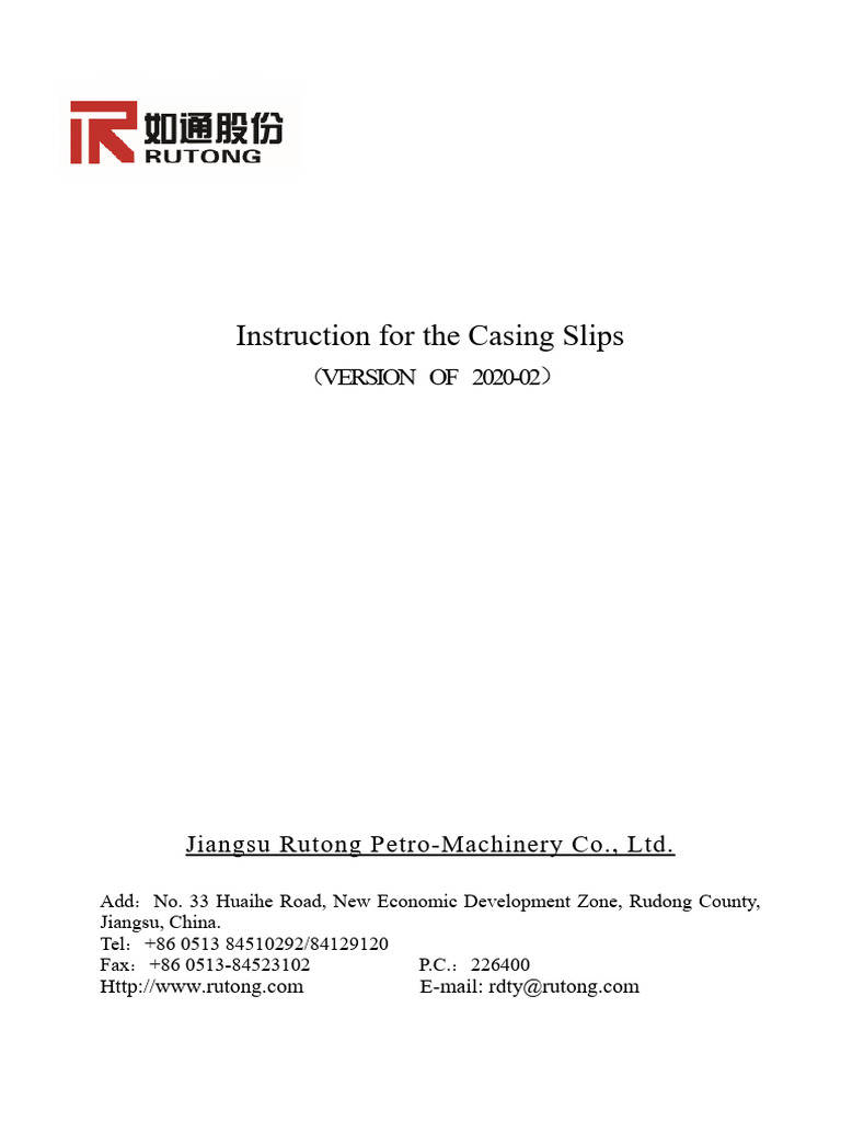 CMS-XL Casing Slips Manual | PDF | Wear | Mechanical Engineering