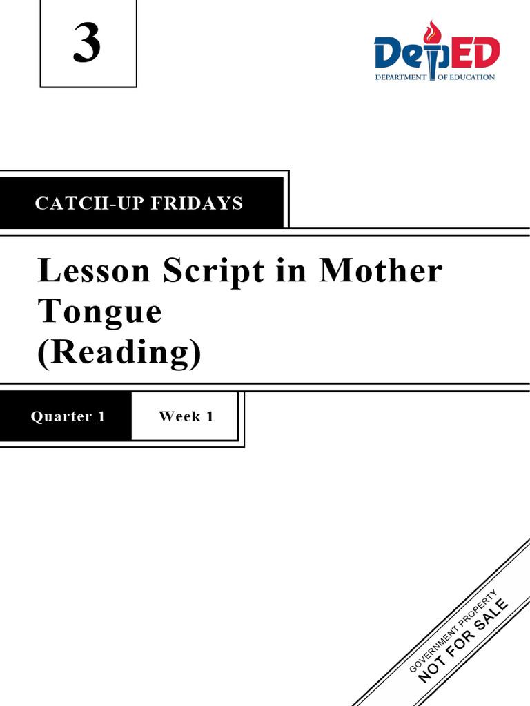 Lesson Script in Mother Tongue (Reading) : Catch-Up Fridays | PDF