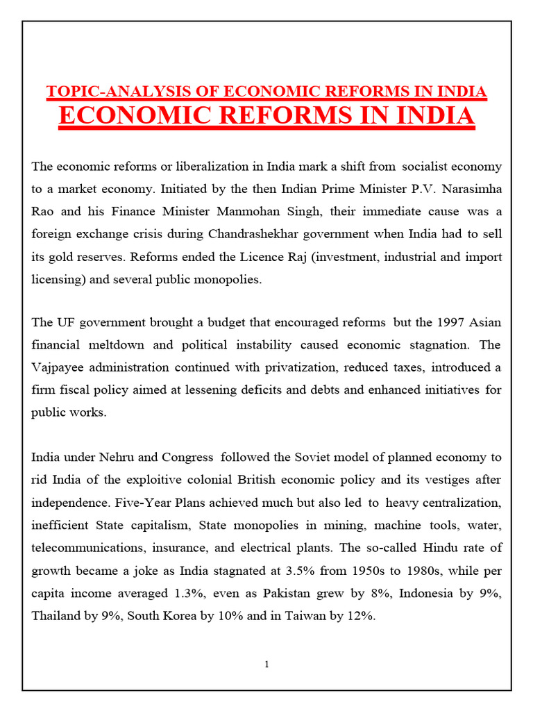 Task3 Economic Reforms and GDP Analysis | PDF | Government Budget Balance | Economic Growth