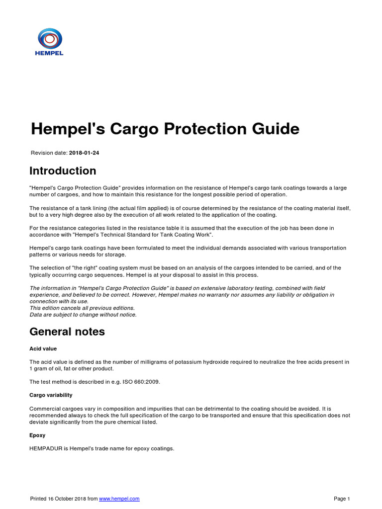 Cargo Protection Guide | PDF | Acetic Acid | Ph