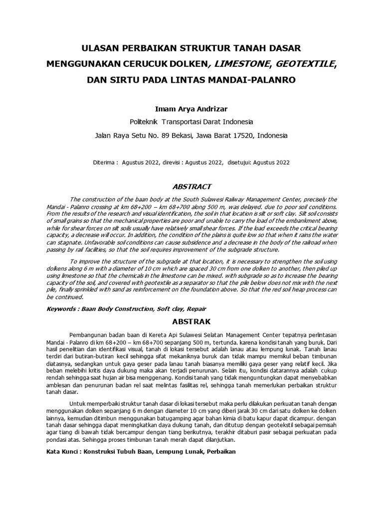 Jurnal Perbaikan Struktur Tanah Dasar Menggunakan Cerucuk Dolken ...