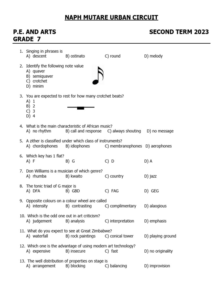 NAPH PE & Arts Gr7 2nd Term 2023 | PDF | Gastrointestinal Tract