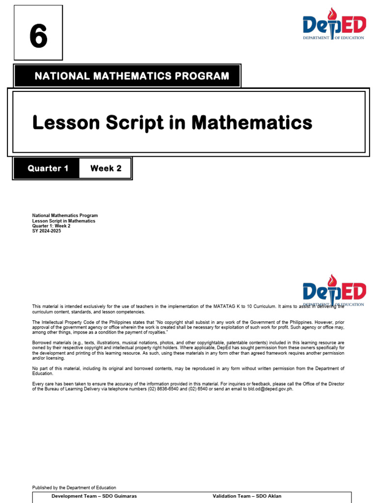 Lesson Script in Mathematics | PDF | Numbers | Copyright