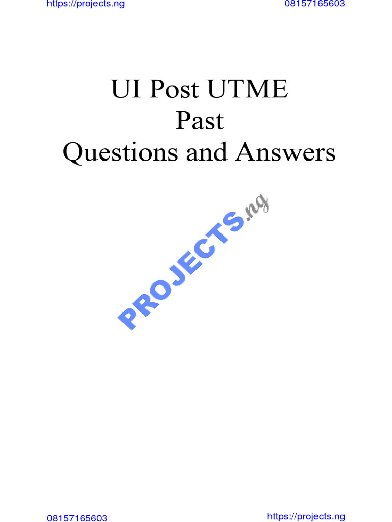 UI Post-Utme Past Questions | PDF | Adjective | Verb