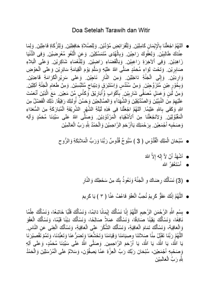 Doa Tarawih Dan Witir | PDF