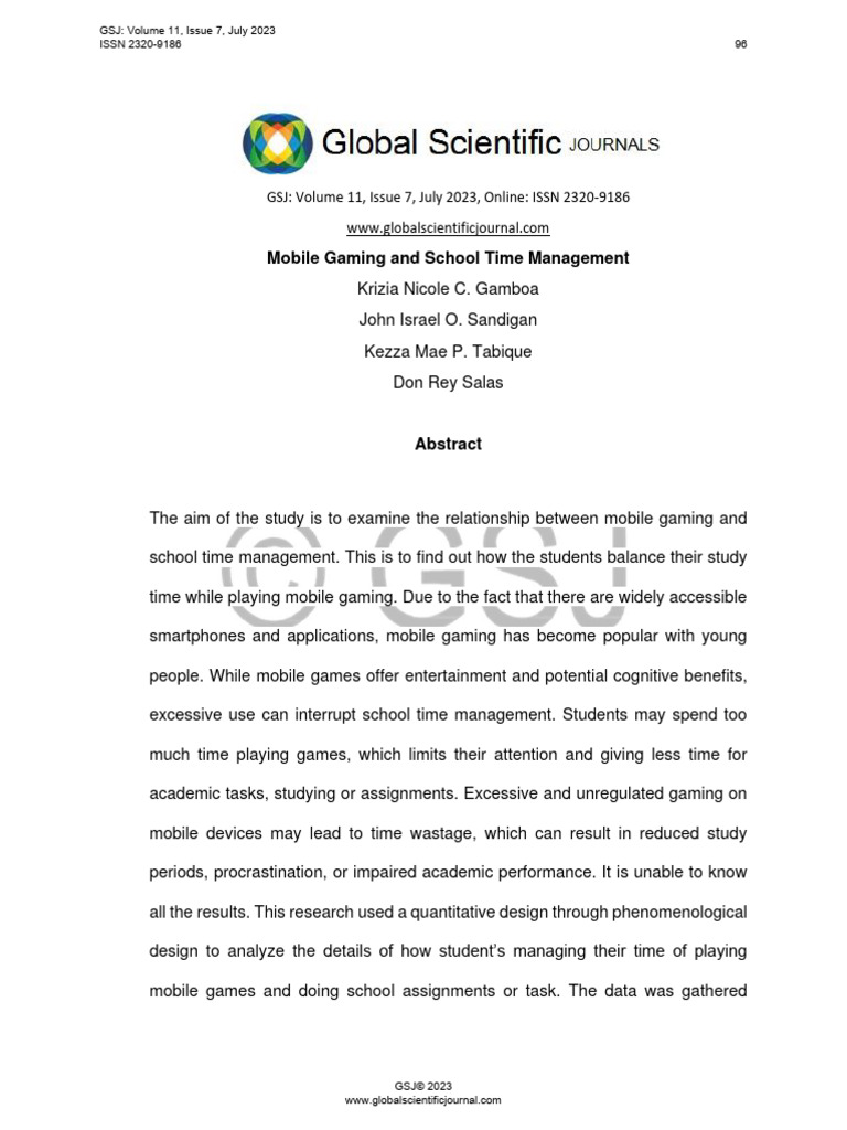 Mobile Gaming's Impact on Student Time Management | PDF | Methodology ...