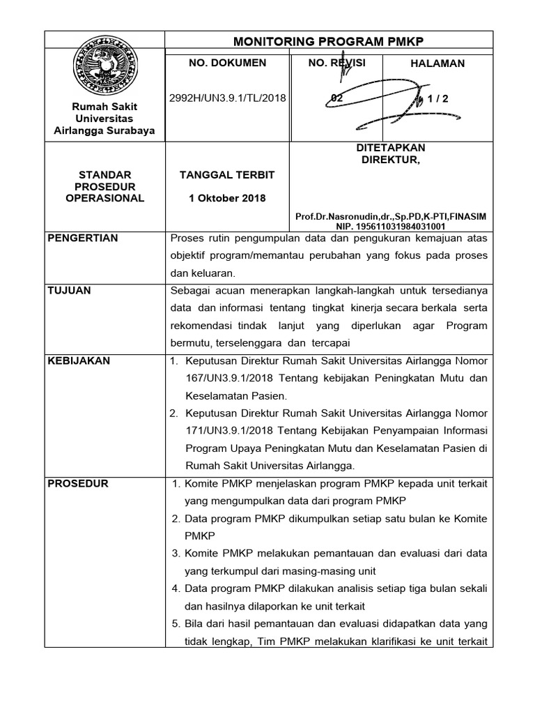 Spo 2992h Monitoring Program PMKP | PDF