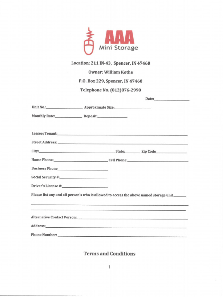 Contract For AAA Mini Storage | PDF